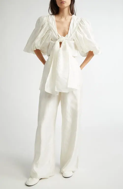 EENK Tie-front Silk Bolero Top