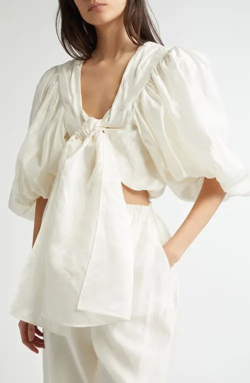 EENK Tie-front Silk Bolero Top