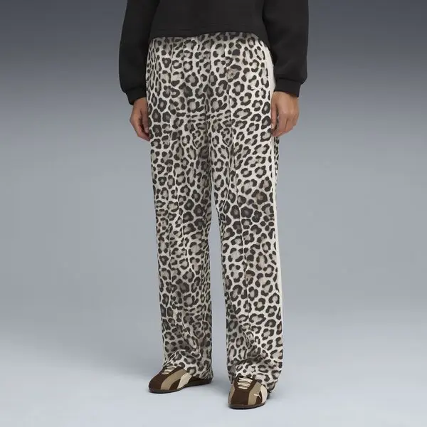 PUMA T7 Leopard Luxe Animal Print Track Pants - White