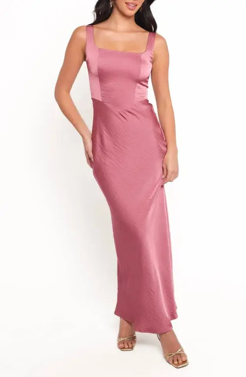 PETAL & PUP Emile Hammered Satin Maxi Dress - Rose