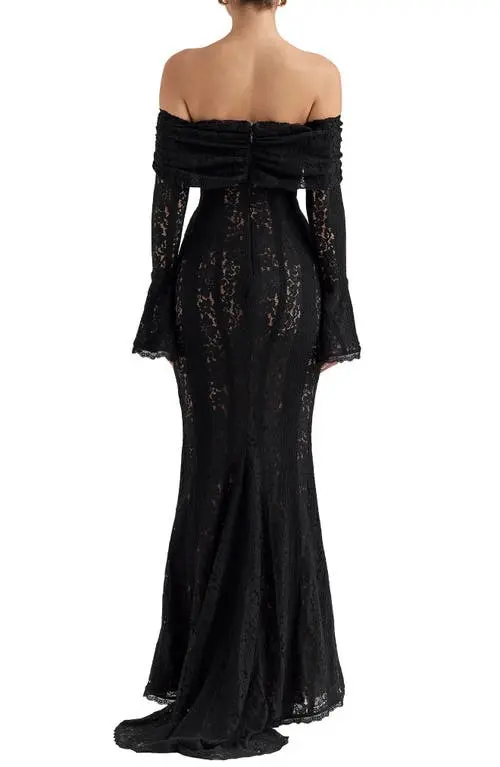 House Of Cb Belle Off-The-Shoulder Maxi Dress - Black | Editorialist
