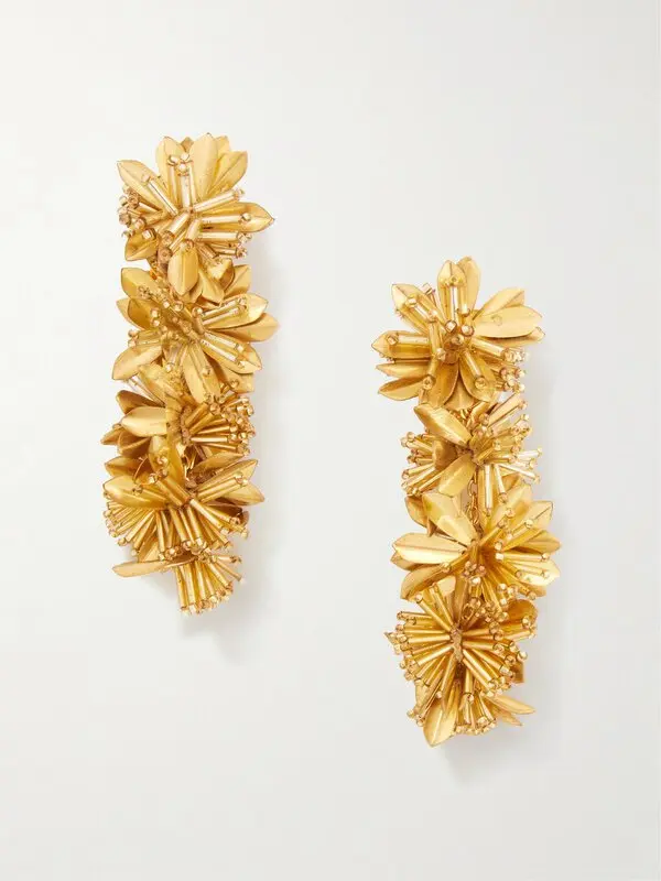 Oscar De La Renta Fireworks Clip On Earrings - Gold