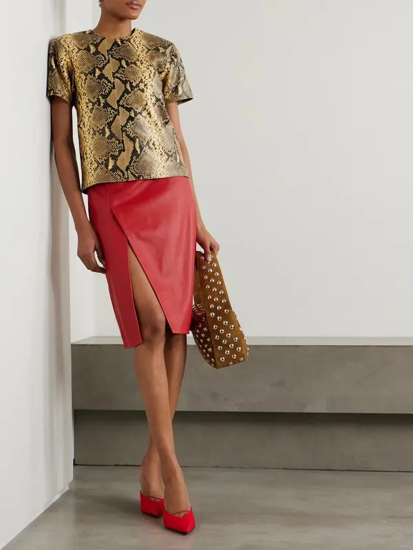 Dries Van Noten Snake-effect Leather Top - Animal Print