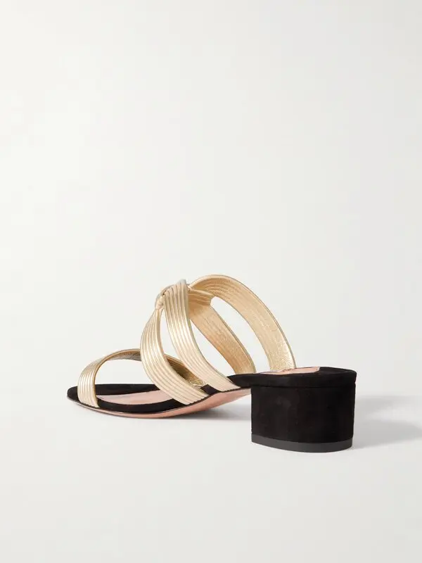 AQUAZZURA Escencia Knotted Metallic Sandals - Gold