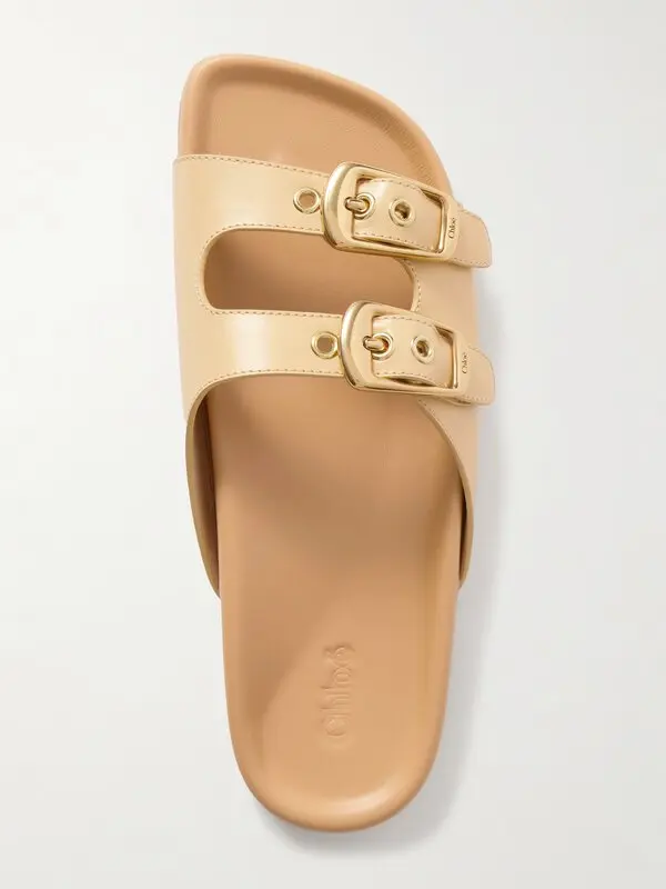 Chloé Buckled Leather Sandals - Neutrals