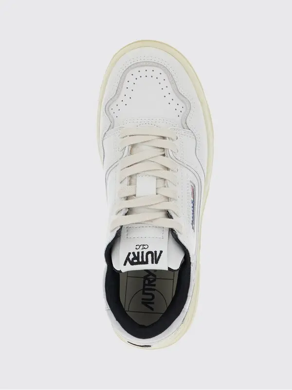 AUTRY Clc Low Leather And Mesh Trainers With Perforated Toe - White
