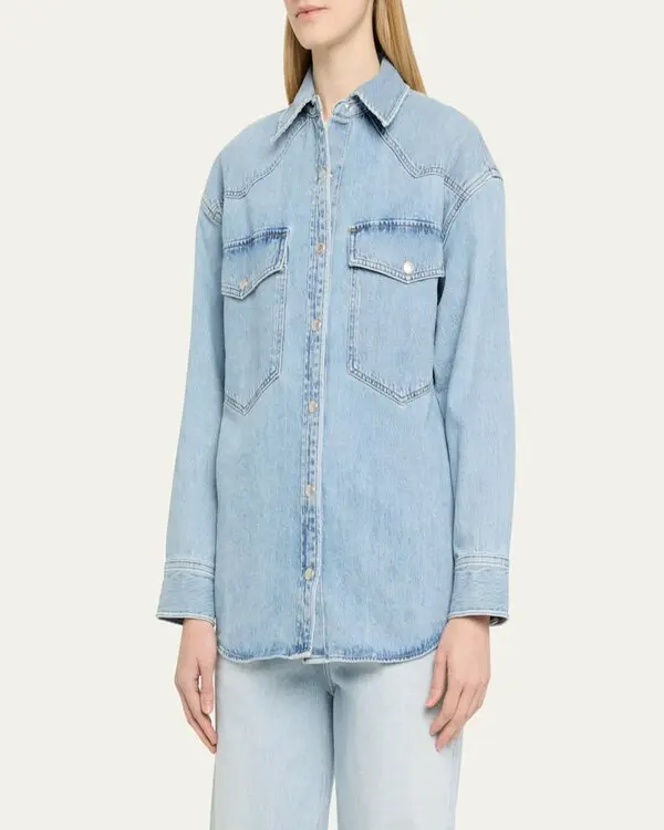 AGOLDE Lotta Long-sleeve Denim Shirt - Blue
