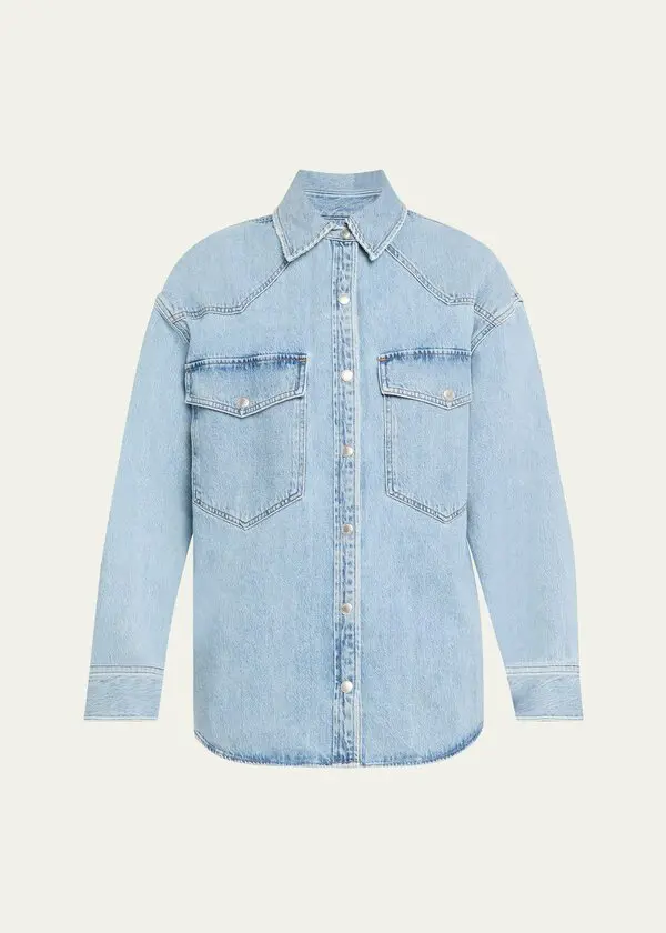 AGOLDE Lotta Long-sleeve Denim Shirt - Blue