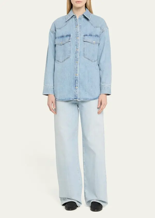 AGOLDE Lotta Long-sleeve Denim Shirt - Blue