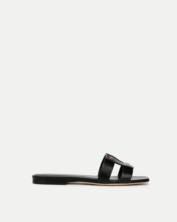 Veronica Beard Via Leather Slide Sandal - Black