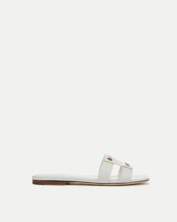 Veronica Beard Via Leather Slide Sandal - Coconut