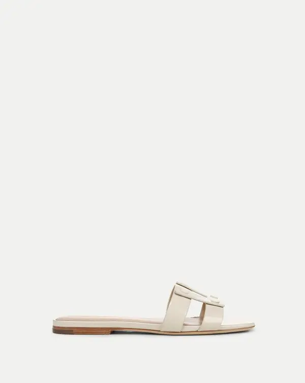 Veronica Beard Via Leather Slide Sandal - Ecru