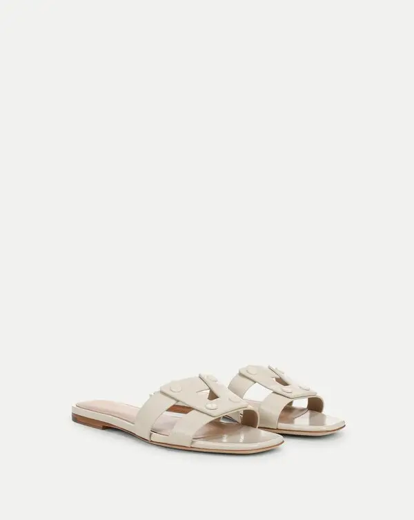 Veronica Beard Via Leather Slide Sandal - Ecru