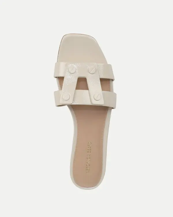 Veronica Beard Via Leather Slide Sandal - Ecru