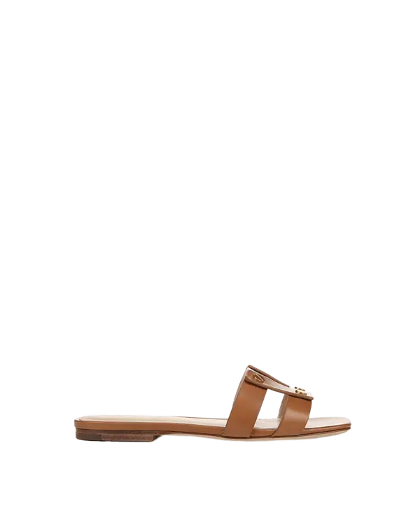 Veronica Beard Via Leather Slide Sandal - Honey