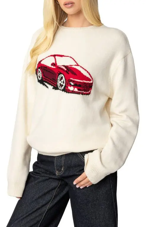 EDIKTED Motor Medley Graphic Crewneck Sweater