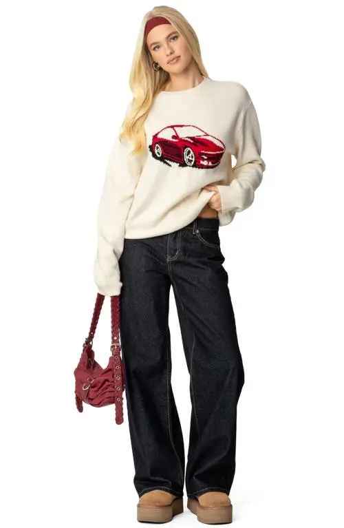 EDIKTED Motor Medley Graphic Crewneck Sweater