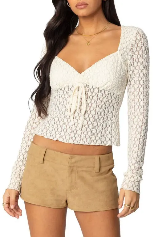 EDIKTED Laila Long Sleeve Lace Top