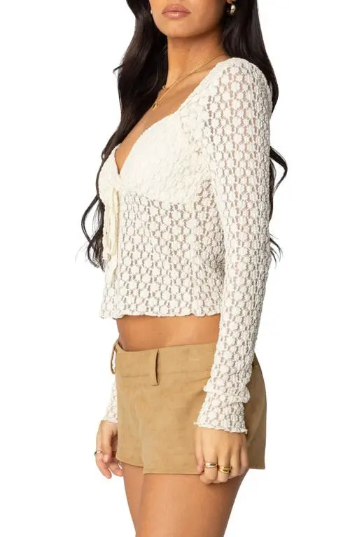EDIKTED Laila Long Sleeve Lace Top