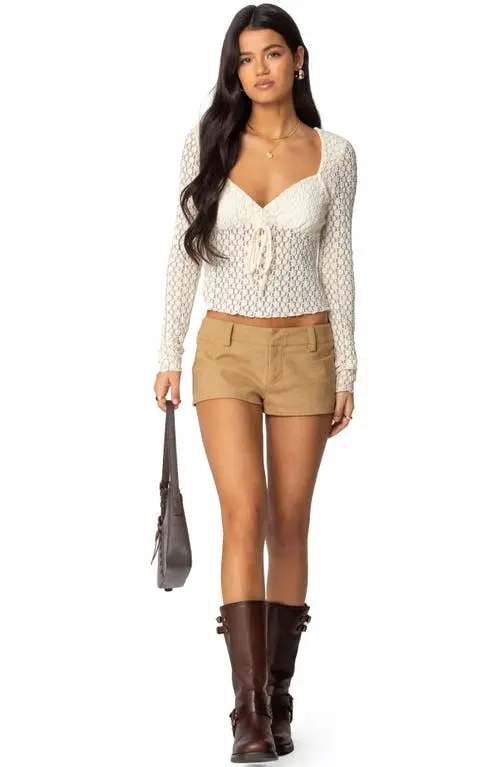 EDIKTED Laila Long Sleeve Lace Top