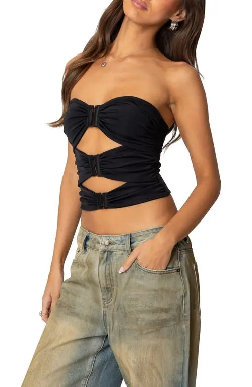 EDIKTED Ariella Cutout Strapless Top - Black