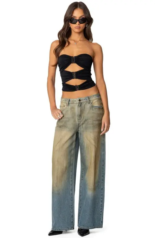 EDIKTED Ariella Cutout Strapless Top - Black