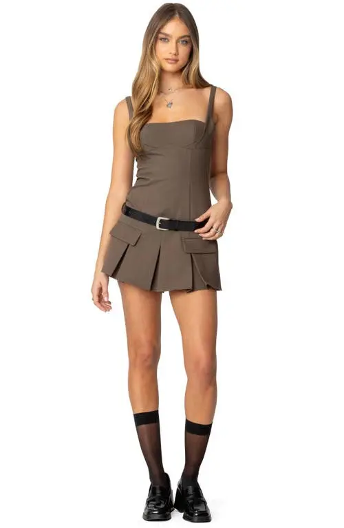 EDIKTED Callie Drop Waist Pleated Minidress