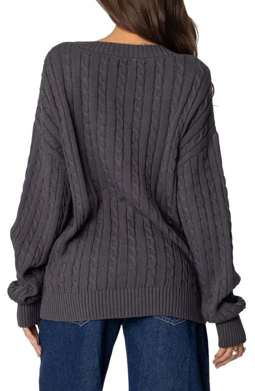 EDIKTED Francine Cotton Cardigan - Dark-gray
