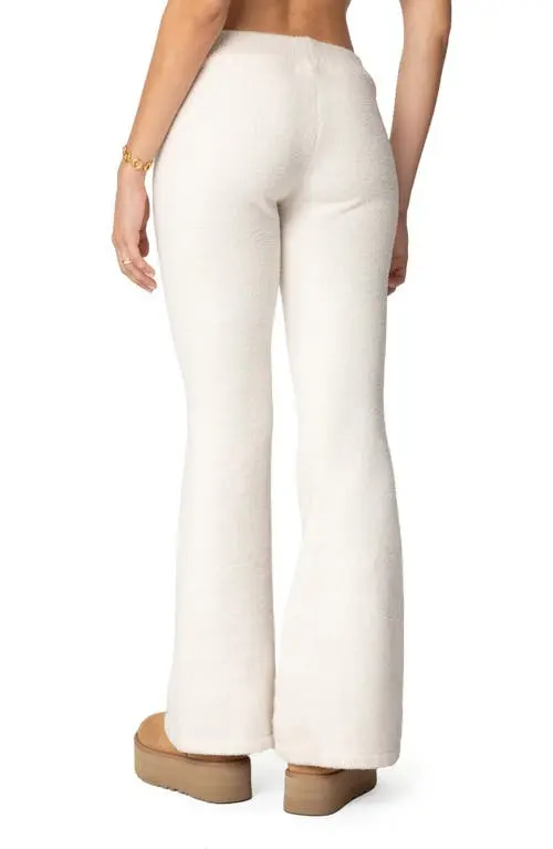 EDIKTED Plush Flare Pants - Cream