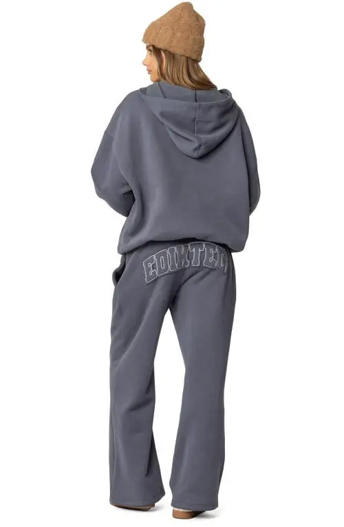 EDIKTED Forever Appliqué Zip Hoodie - Gray