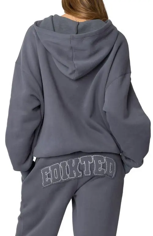 EDIKTED Forever Appliqué Zip Hoodie - Gray