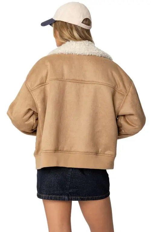 EDIKTED Faux Shearling Bomber Jacket