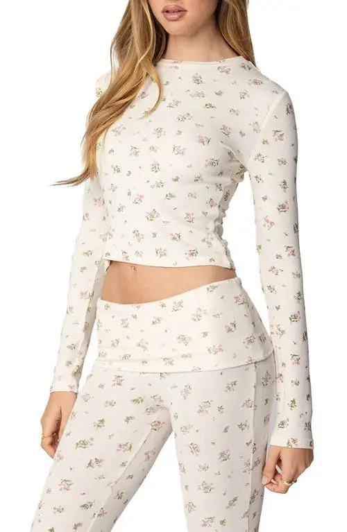 EDIKTED Bloom Print Long Sleeve T-shirt