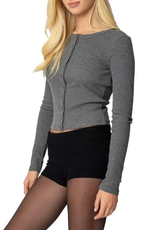 EDIKTED Shilo Ribbed Cardigan - Dark-gray