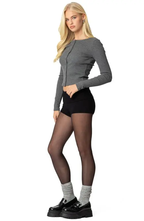 EDIKTED Shilo Ribbed Cardigan - Dark-gray
