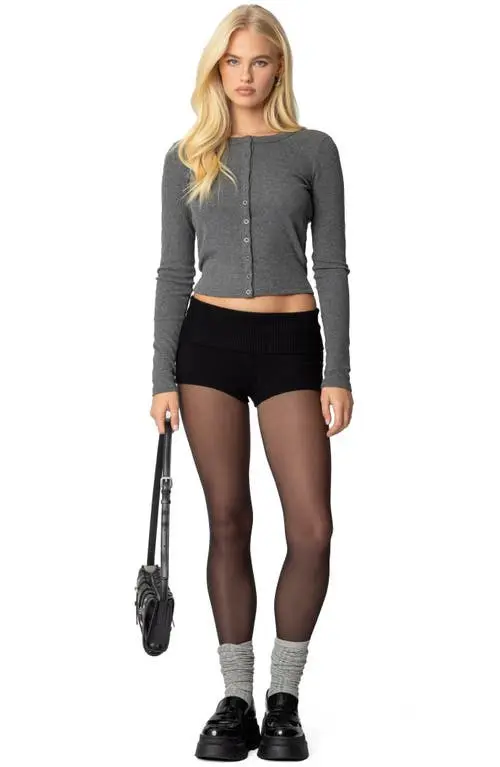 EDIKTED Shilo Ribbed Cardigan - Dark-gray