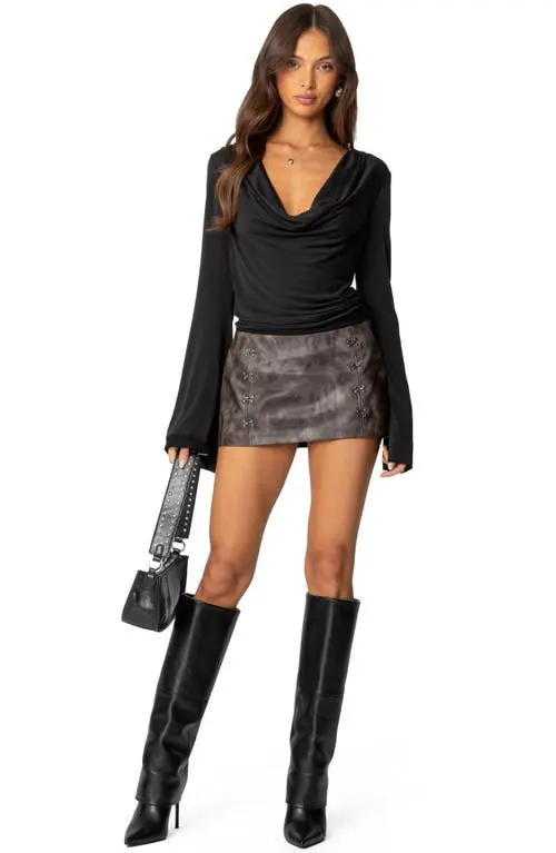 EDIKTED Camille Faux Leather Miniskirt