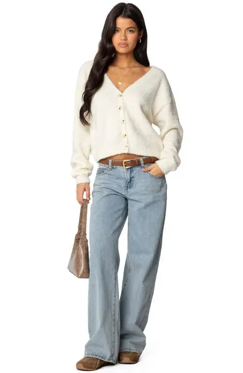 EDIKTED Jade Crop Cardigan - Cream