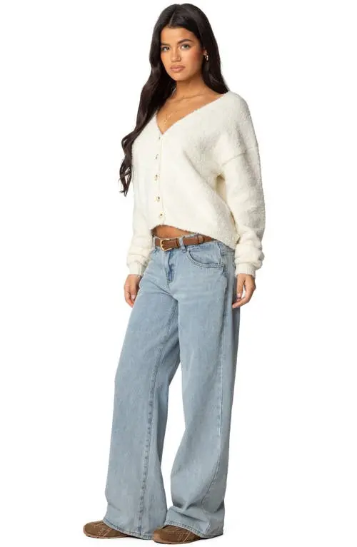 EDIKTED Jade Crop Cardigan - Cream
