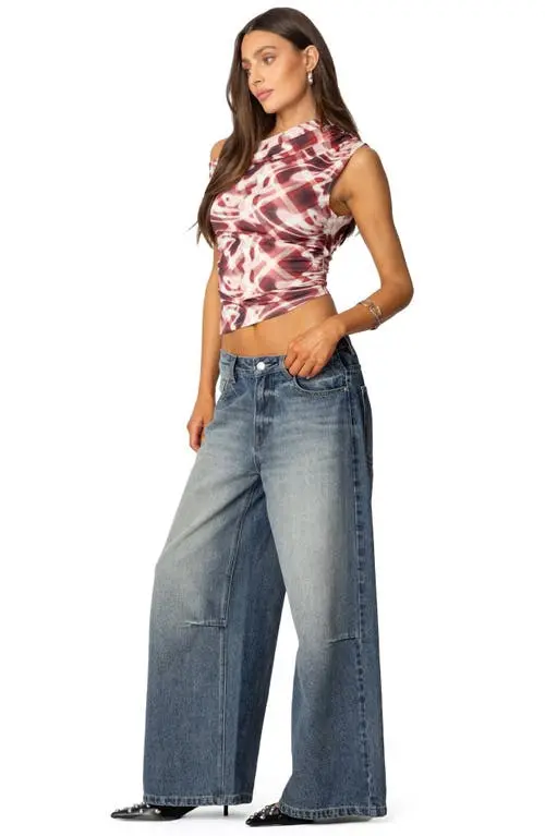 EDIKTED Portlyn Printed Asymmetric Top