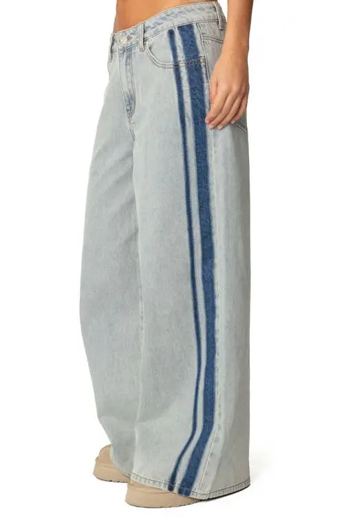 EDIKTED Side Stripe Wide Leg Jeans