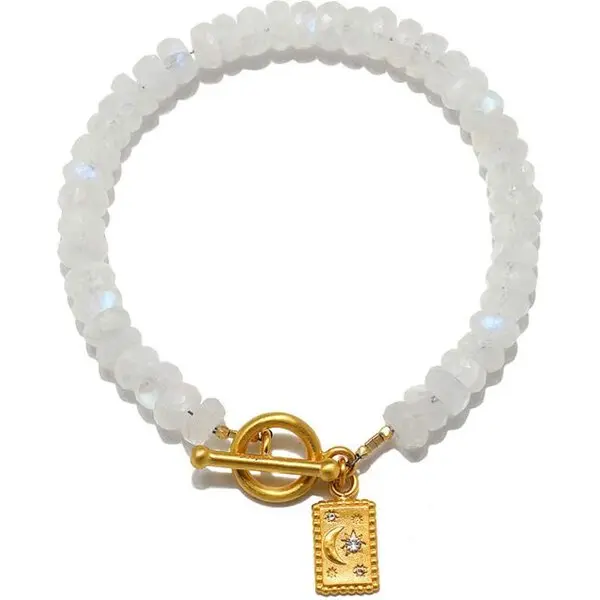 SATYA JEWELRY Divine Knowing Moonstone Beaded Bracelet - Gold