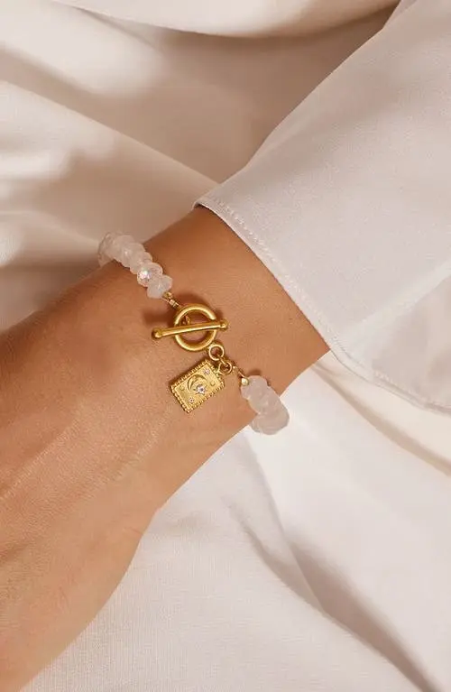 SATYA JEWELRY Divine Knowing Moonstone Beaded Bracelet - Gold
