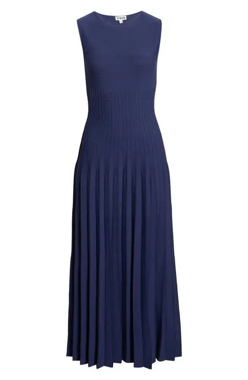 Staud Elyse Pleated Maxi Dress - Navy