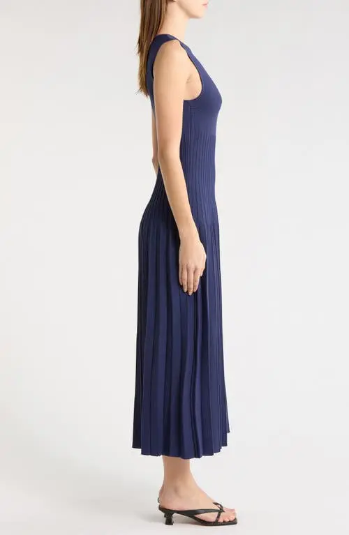 Staud Elyse Pleated Maxi Dress - Navy