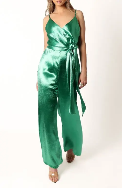 PETAL & PUP Jessica Satin Jumpsuit - Emerald