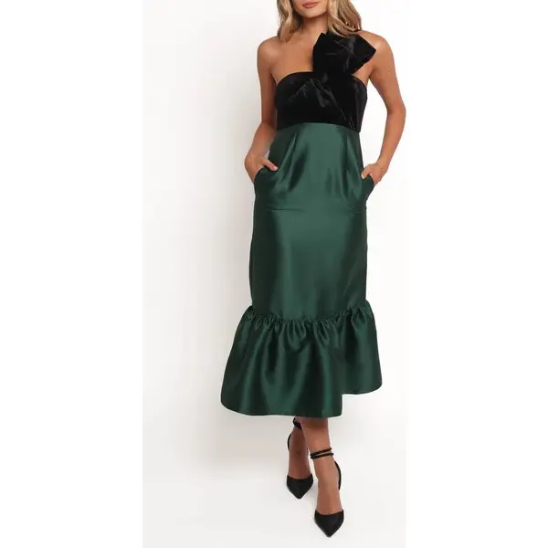 PETAL & PUP Amelia One-shoulder Velvet & Satin Dress