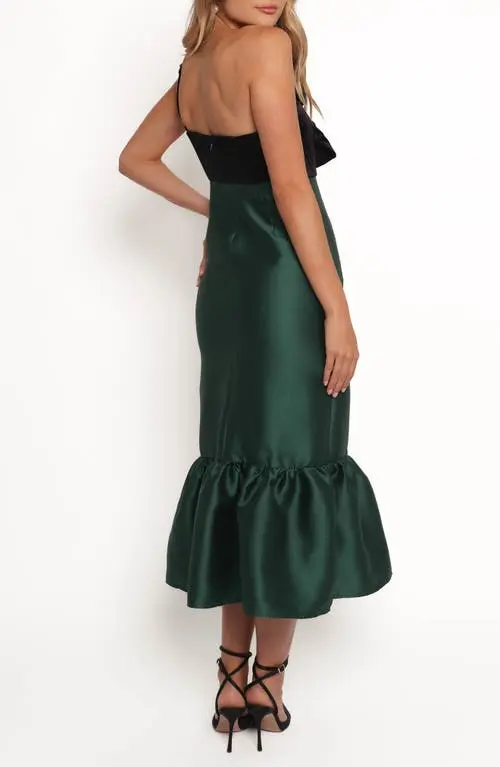 PETAL & PUP Amelia One-shoulder Velvet & Satin Dress