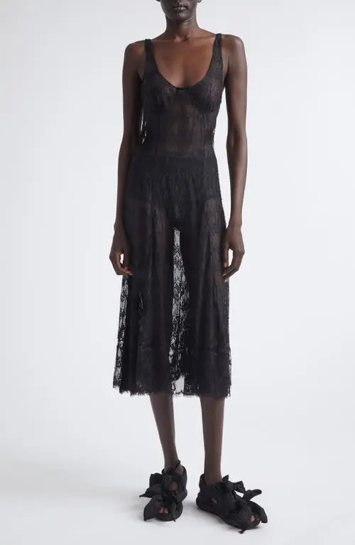 Collina Strada Pamela Sheer Lace Slipdress - Black