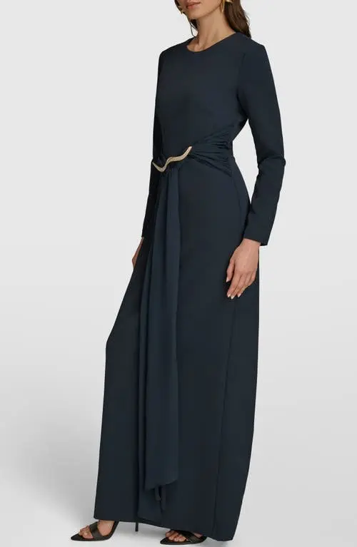 donna karan maxi dresses Donna Karan Belted Knit Maxi Dress - Brown - Size XL
